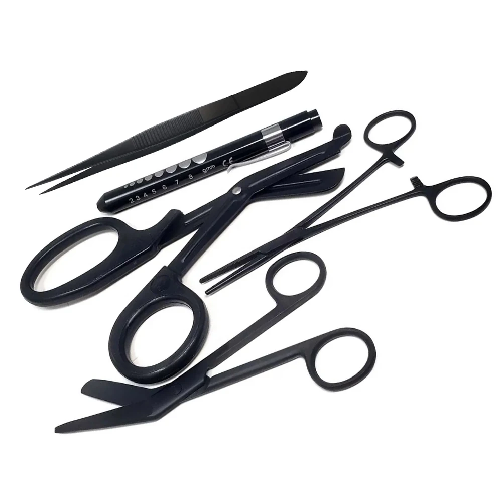 Tactical Black EMT Kit Paramedic Tools Set Emergency LED Penlight ...
