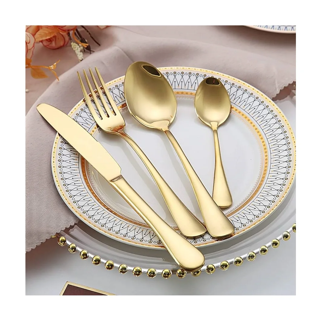 Metal Fork Knife Spoon Set Modern Design Silverware Dinnerware Utensils ...