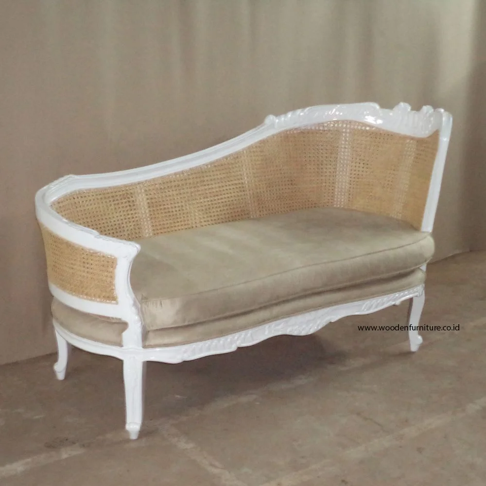 Antique Rattan Sofa French Provincial Sofa Wooden Frame Upholstered In ...