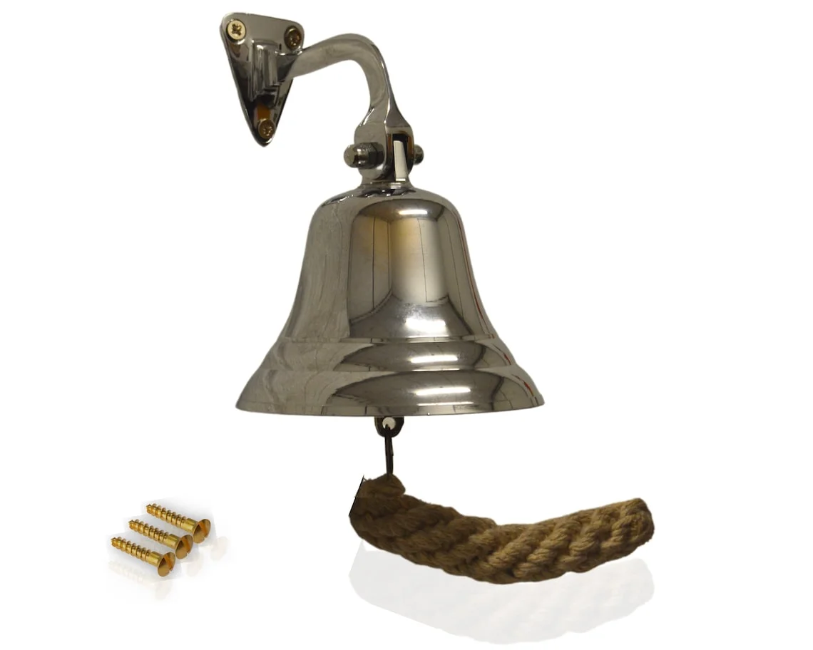 Antique Vintage Solid Brass Ship Bell Wall Mounted Hanging Home Decor ...