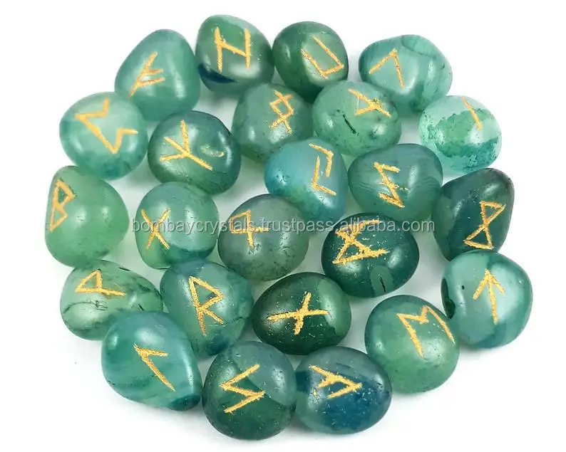 Green Aventurine Rune Set Witches Products Wholesale Gemstone Runes ...