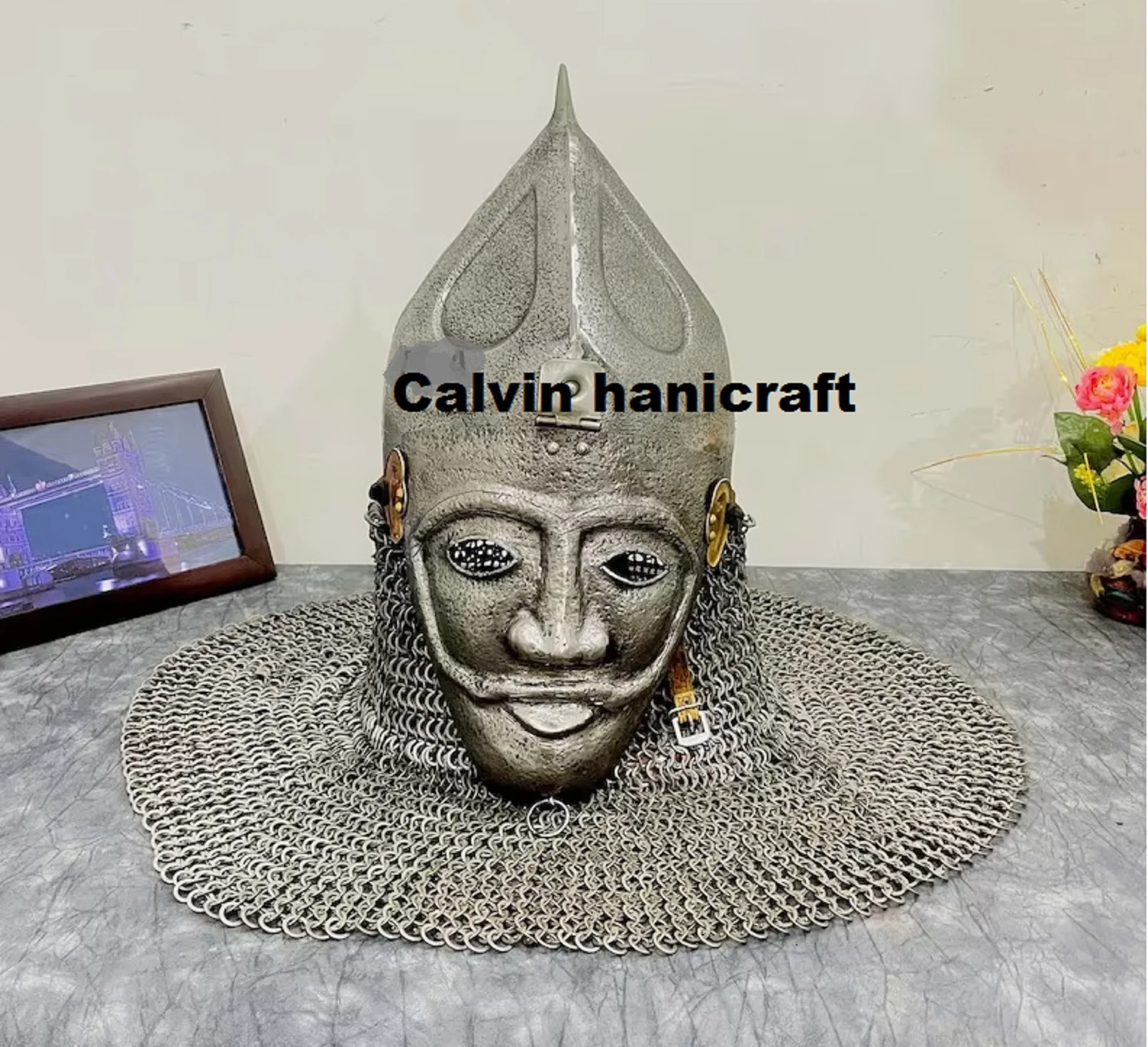 Medieval Knight Mask Ottoman Empire Helmet with Chainmail
