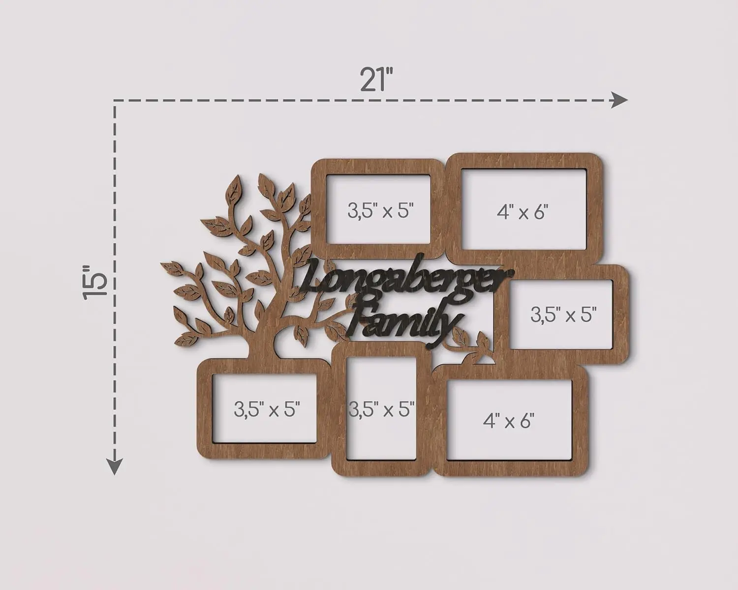 Wooden Family Tree Picture Frame Collage Photo Gallery for Wall 6 ...