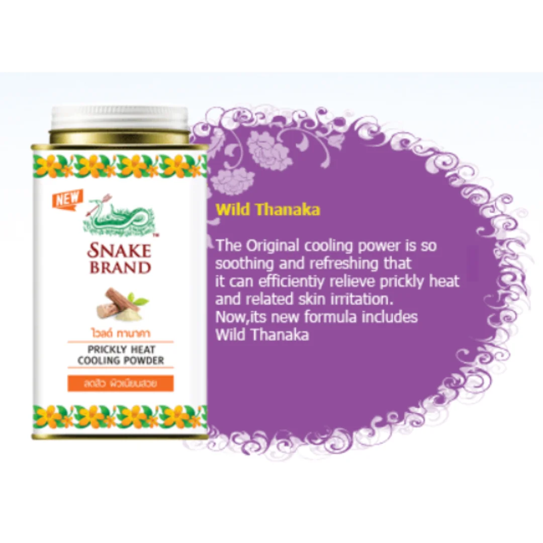 Snake Brand Prickly Heat Cooling Powder Wild Thanaka 140g. / 280g ...