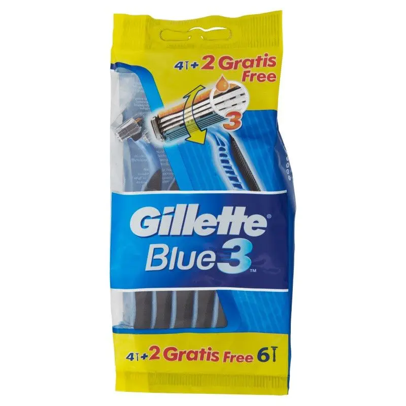 Original Gillette Blue3 Cool Shaving Razor Blades 6+2blades In Pack ...