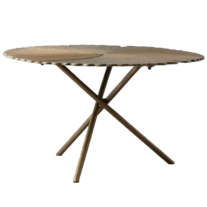 Classic Metal Coffee Table Round Top Sunray Texture With Gold Finishing ...