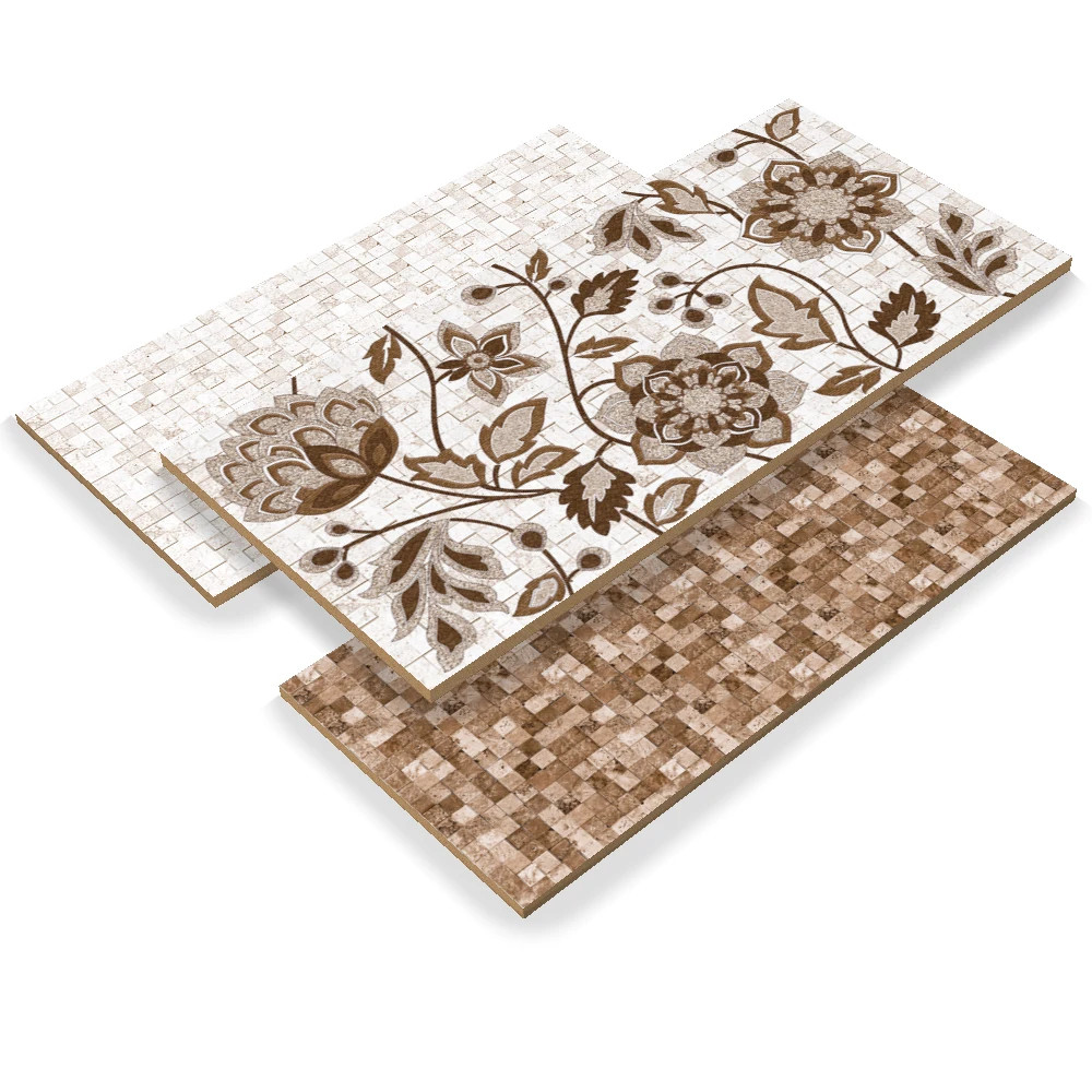 Wall Tiles with Attract Flower Design and Punctual Glossy Finish