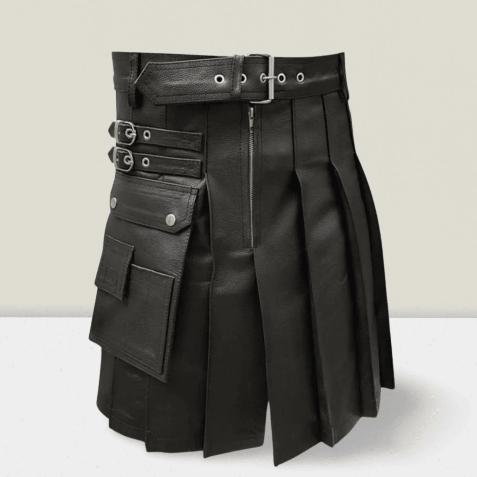 Men Utility Leather Kilts Traditional Scottish Black Leather Kilt For Men's Stylish Best Design ...