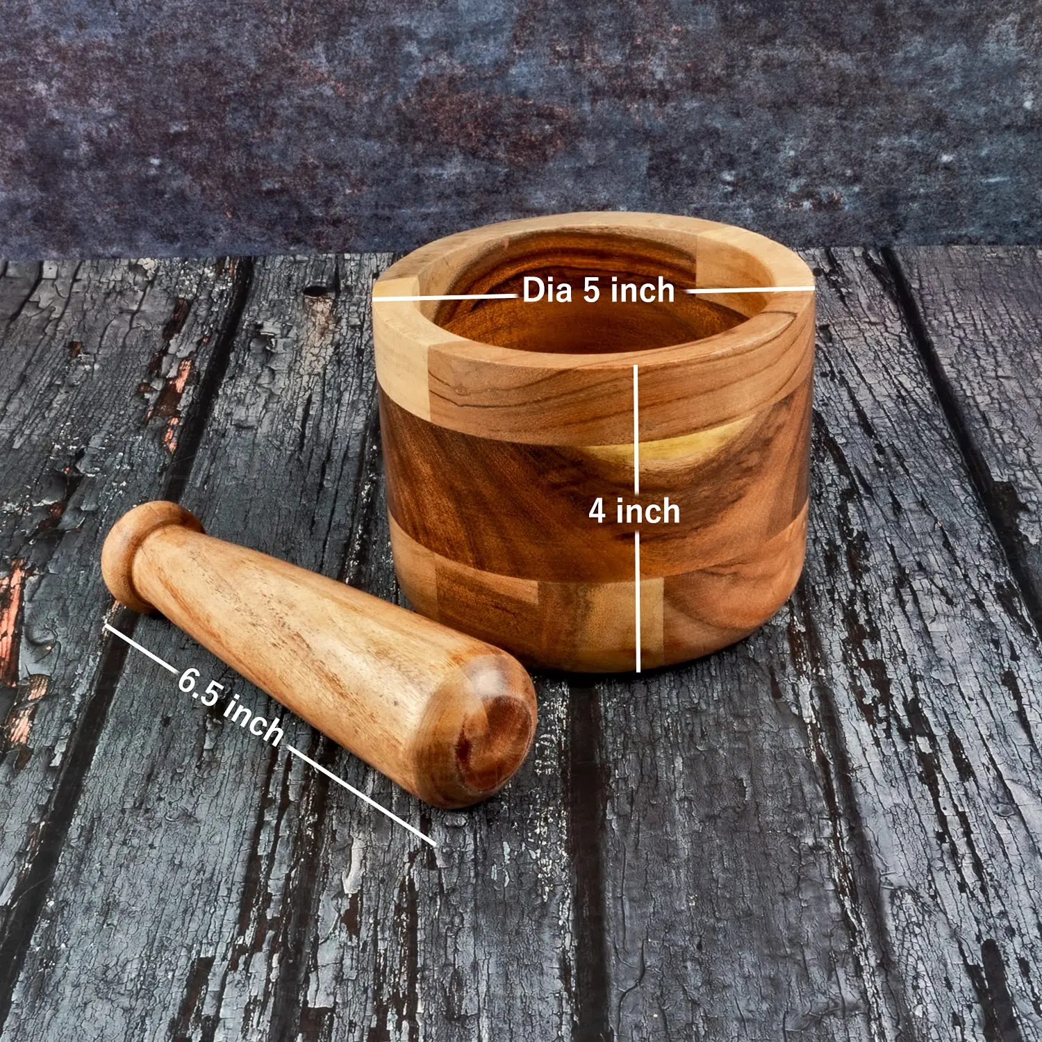 Handmade Acacia Wood Mortar and Pestle - Perfect for Herbs