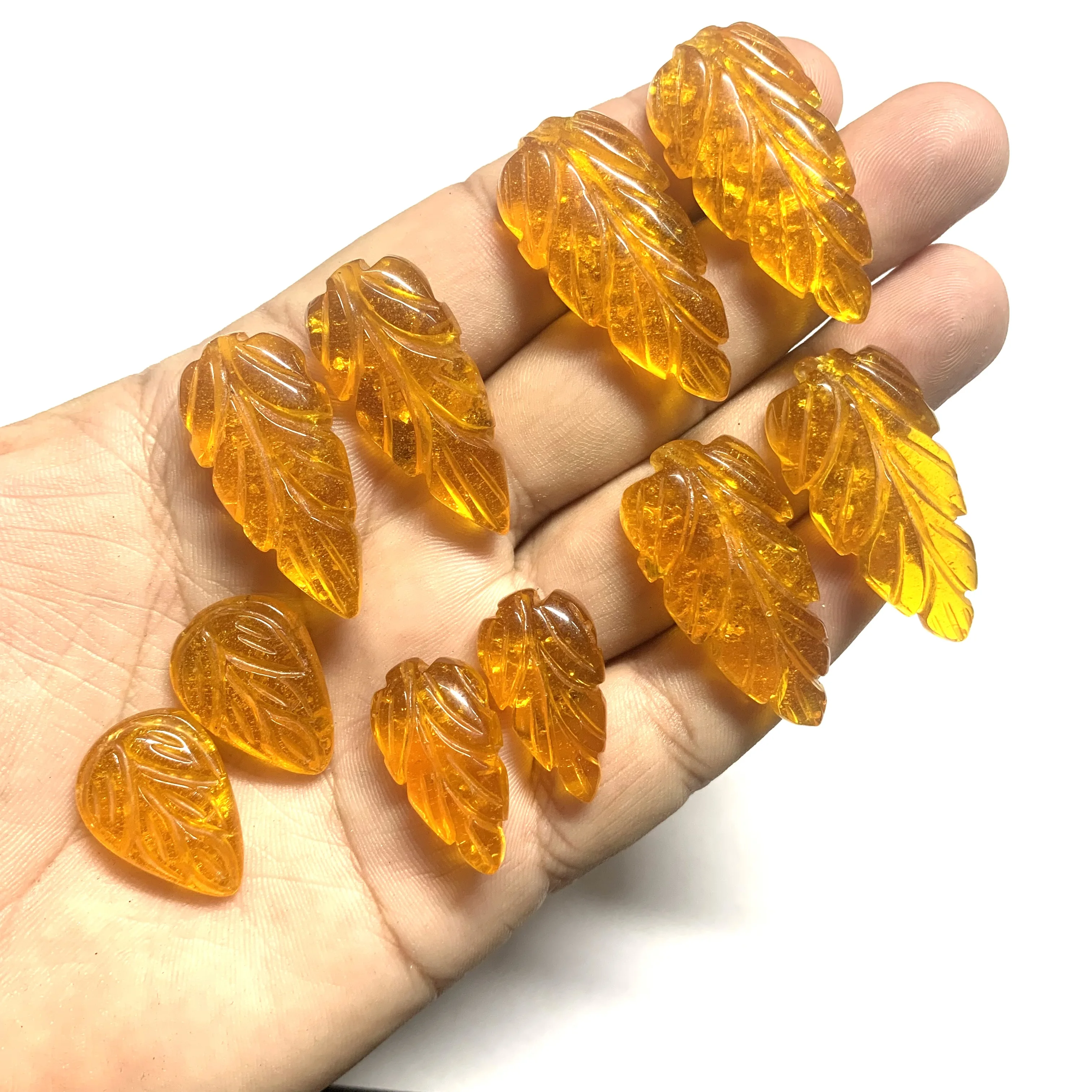 Amber Gemstone Carving Leaf Shape Handmade Carved High Quality Amber ...