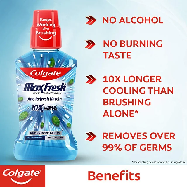 Colgate Max Fresh Plax Peppermint Mouthwash 10x Longer Cooling - 250ml ...