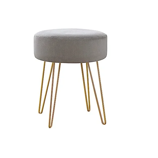 Buy Pouf Stool With High Grade Metal Made Gold Finished & Colored Seat ...
