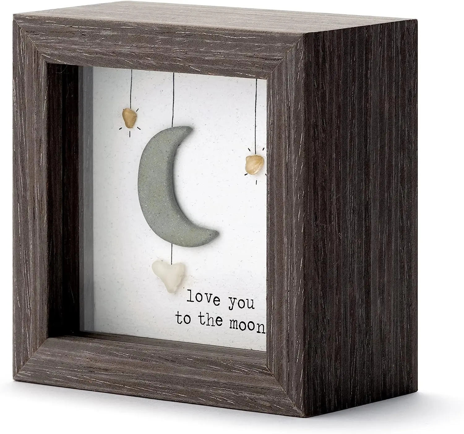 Love You To The Moon Dark Woodgrain 4 X 4 Wood And Glass Shadow Box ...