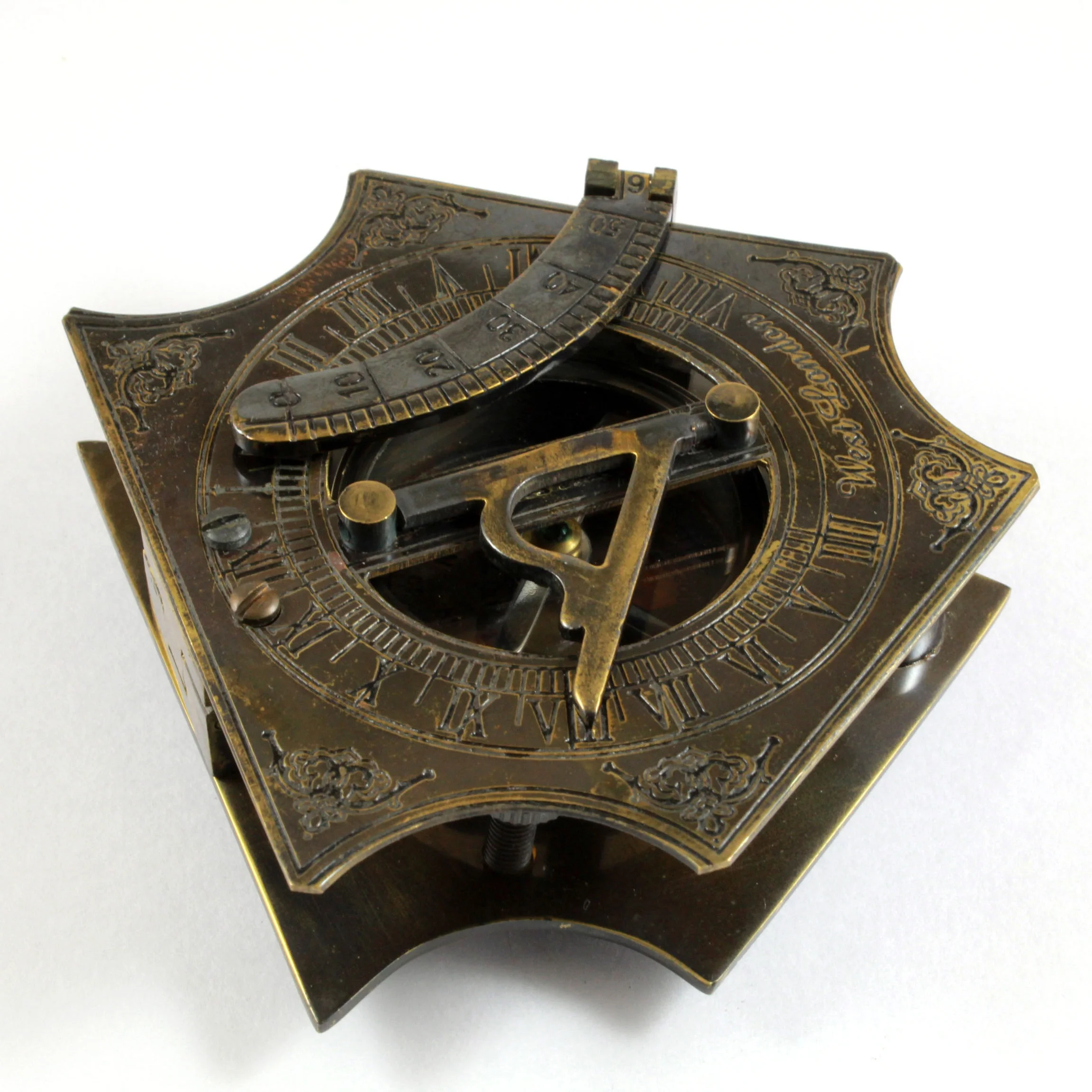 Maritime Antique Brass Sundial Compass with Leather Pouch Personalized ...