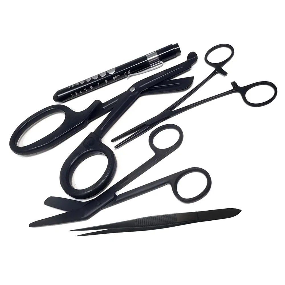 Tactical Black EMT Kit Paramedic Tools Set Emergency LED Penlight ...