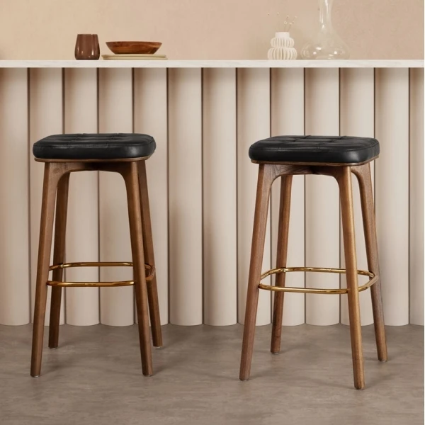 Mitski bar Stools Made From Solid Teak Wood with Synthetic Leather ...