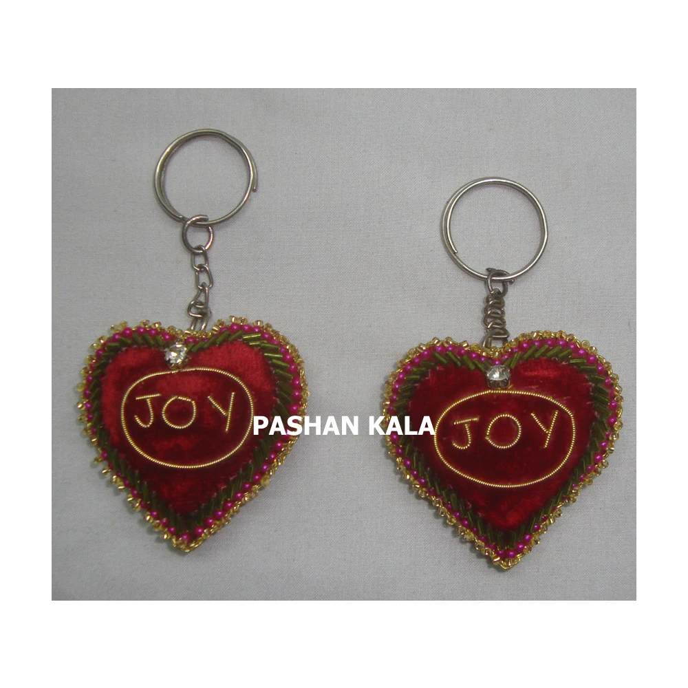 Handmade Christmas Key Ring Antique Art Zari Embroidery Work Burgundy ...