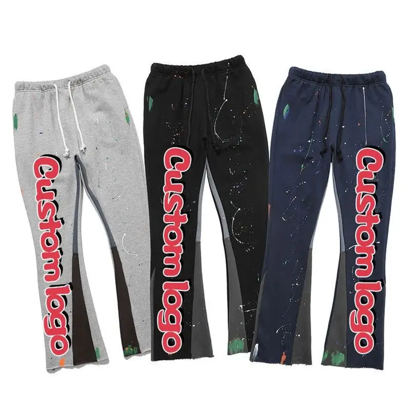 High Quality Flare Paint Splatters Sweatpants Raw Edge Jogger Sweat ...