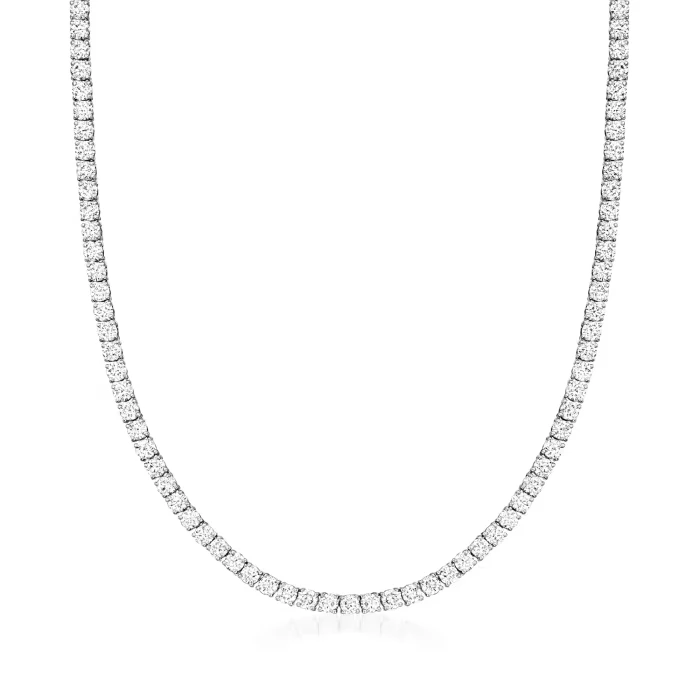 Lab-grown Diamond Tennis Necklace In 14k White Gold | Exquisite Fine ...