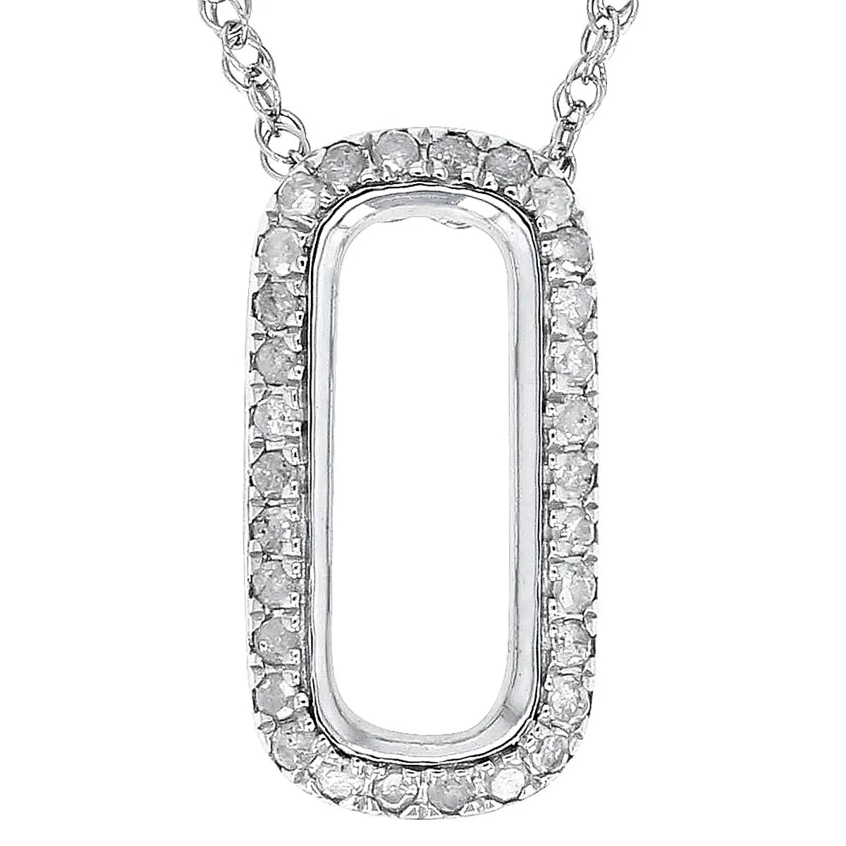 Glistening White Diamond Slide Pendant Rhodium Over 925 Sterling Silver ...