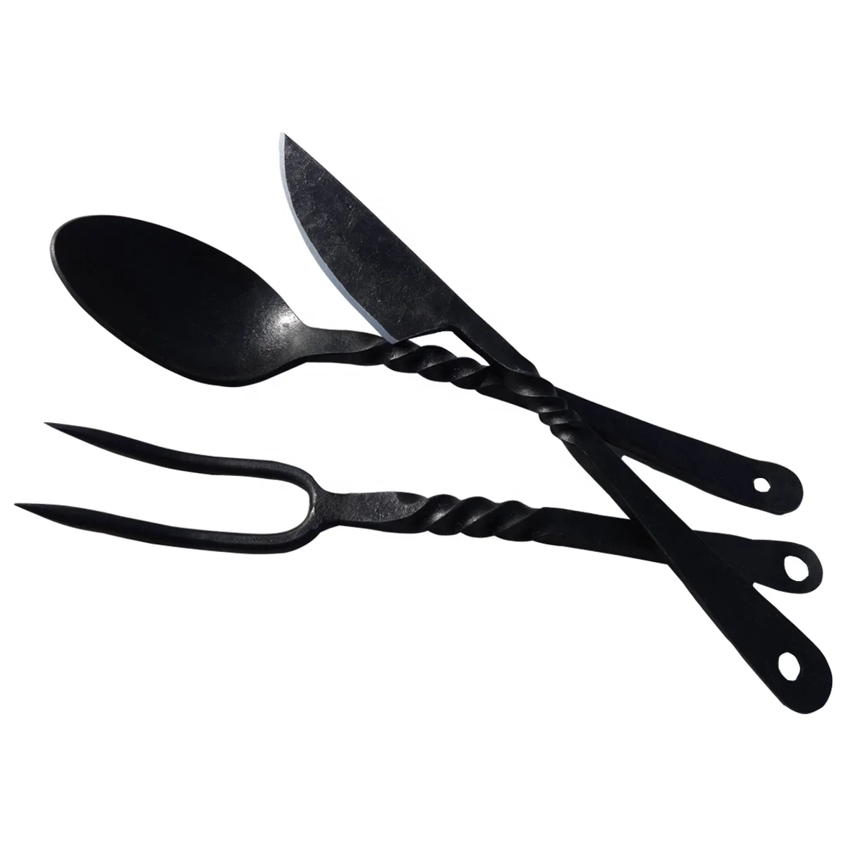 Hand Forged Blackened Twisted Medieval Cutlery Set Flatware Set 3 ...