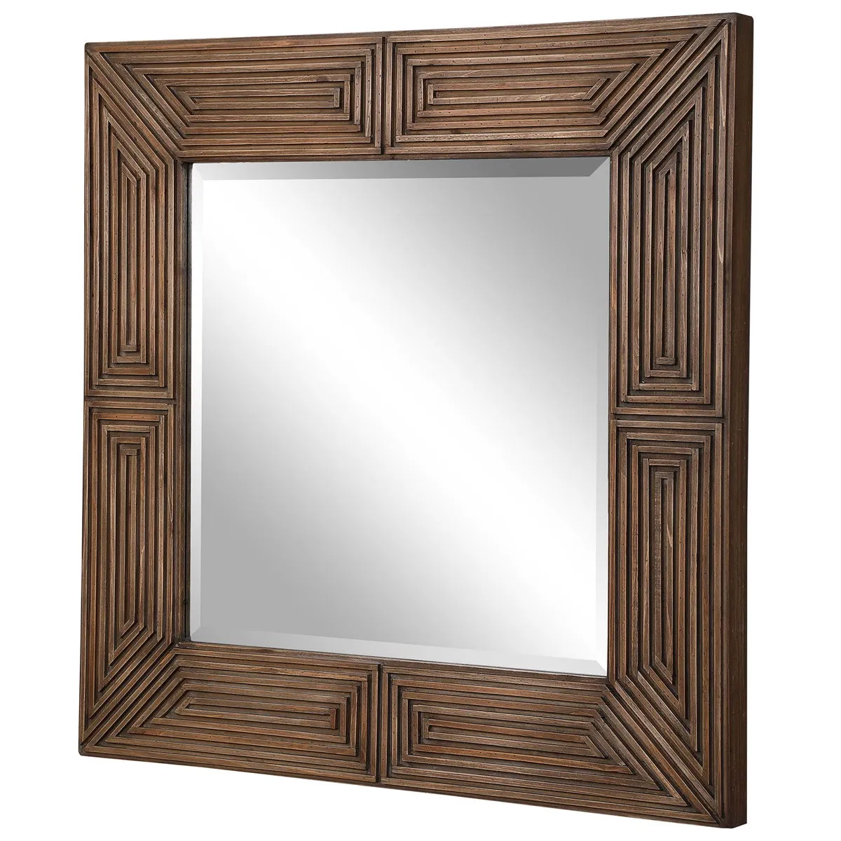 Wooden square Shape Mirror Wall Mounted Modern Make up Mirror Decor for ...