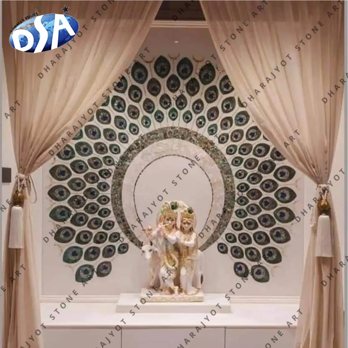 Inlay Work Radha Krishna Temple Ideal For Home Decoration Available In ...