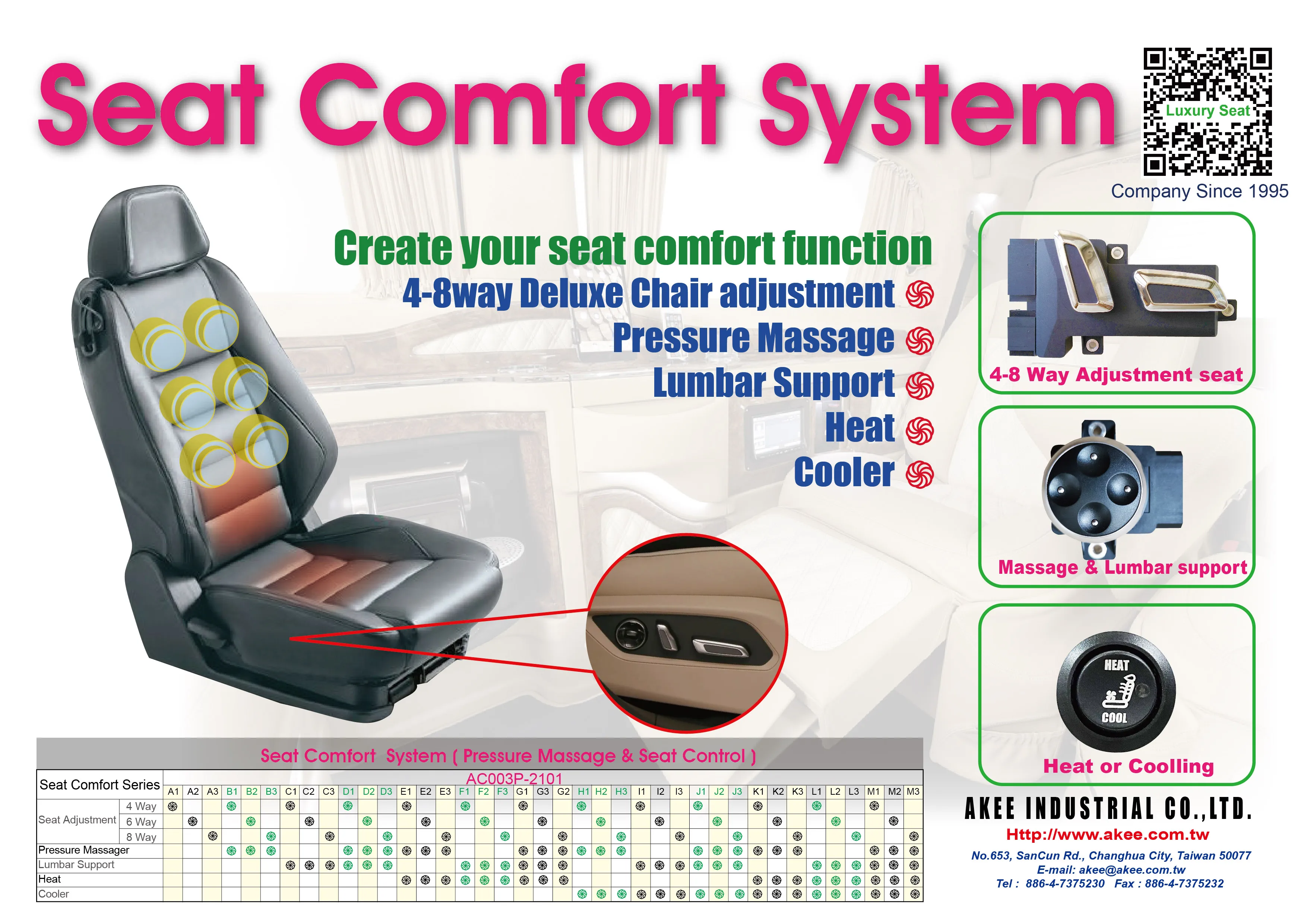 8-way Embedded Type Vehicle Seat Switch - Comfort & Control