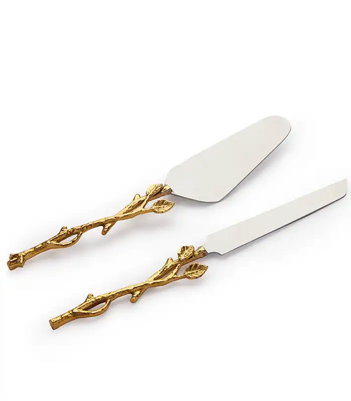 Modern Cake Servers Leaf Set of 2 for Home Hotel Wedding Birthday Knife ...