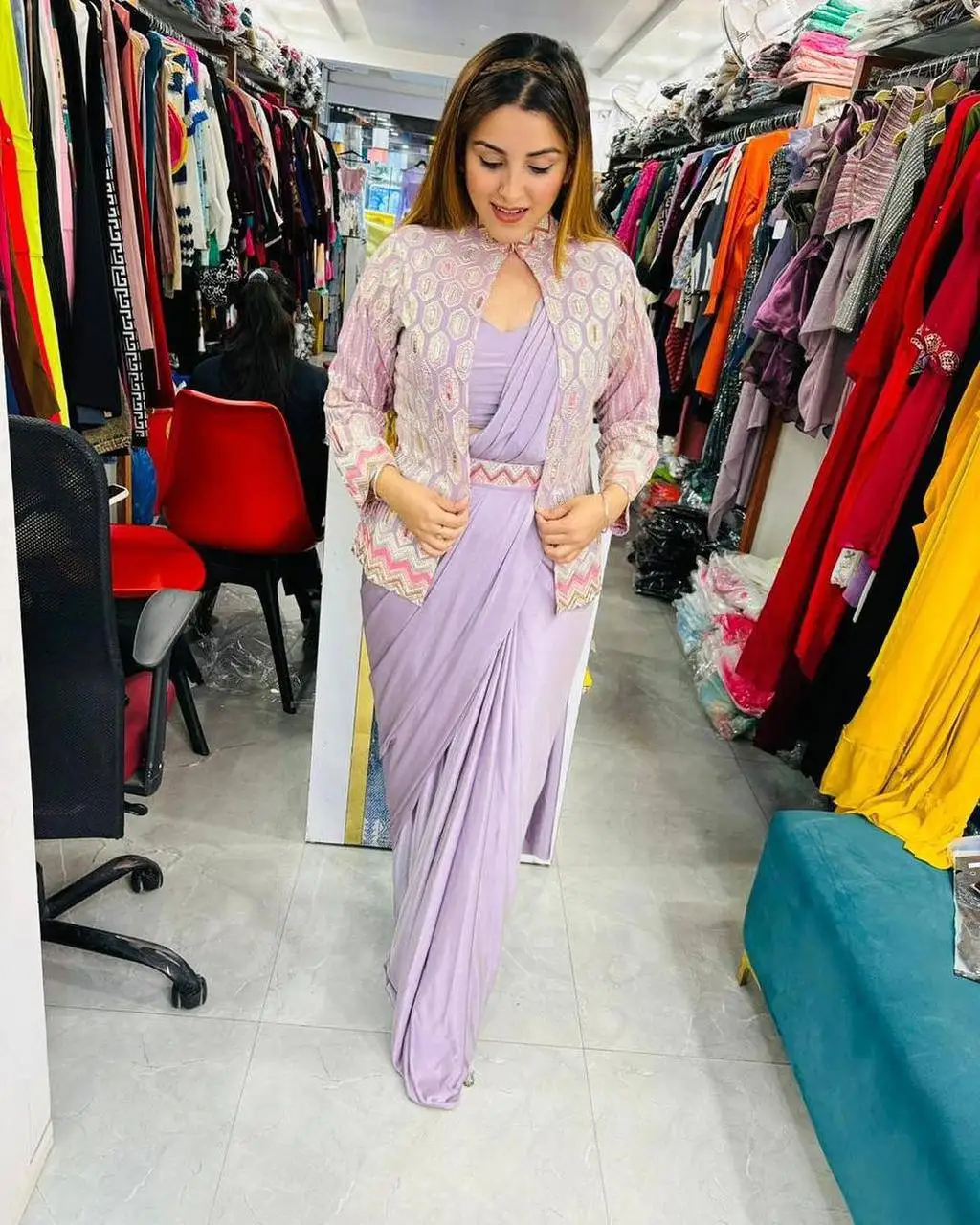 Indian Trending Style New Fancy Ready To Wear Saree With Sequence ...