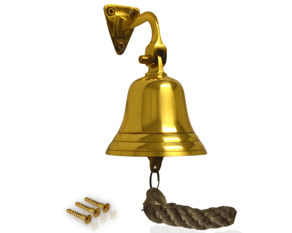 Antique Vintage Solid Brass Ship Bell Wall Mounted Hanging Home Decor ...