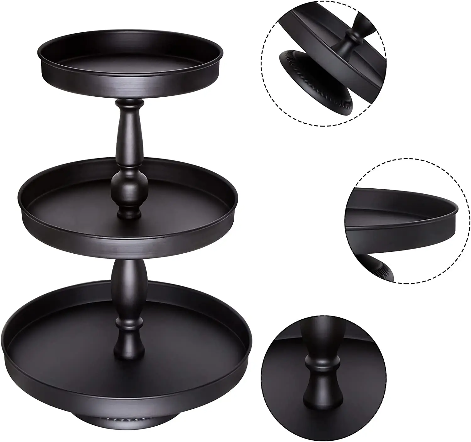 Two Tier Standard Black Metallic Round Shaped Cake Stand Floorwise ...