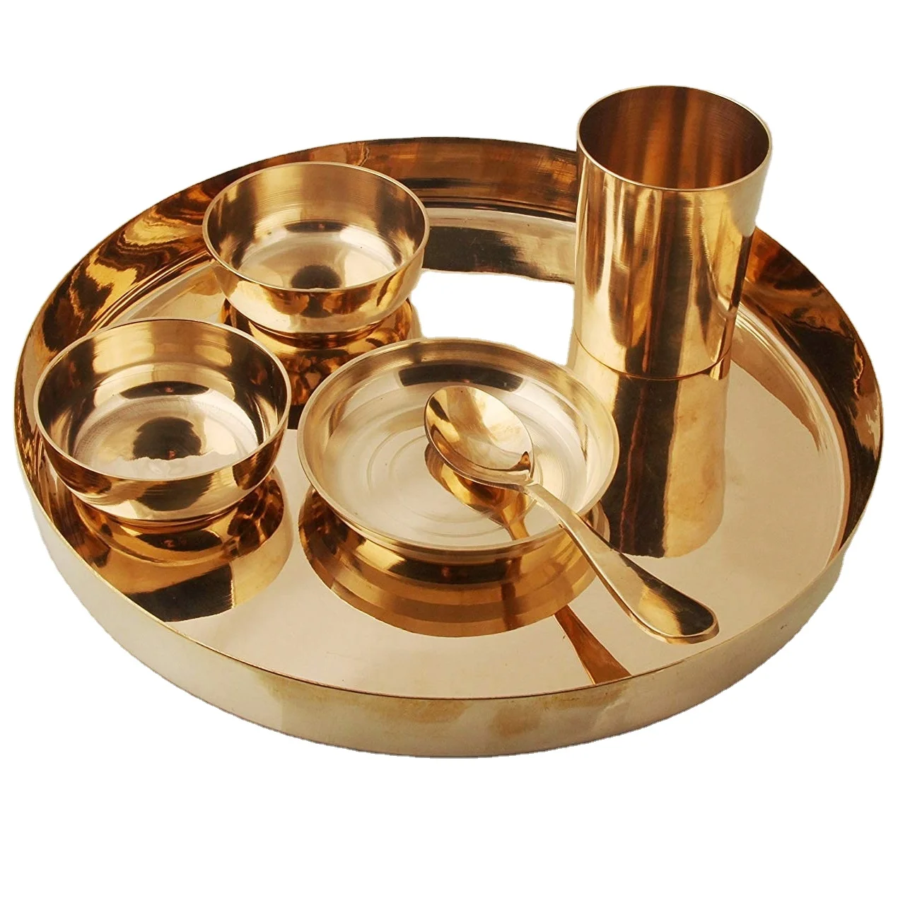 Copper Steel Hammered Indian Luxury Thali Set for Dining Serving ...