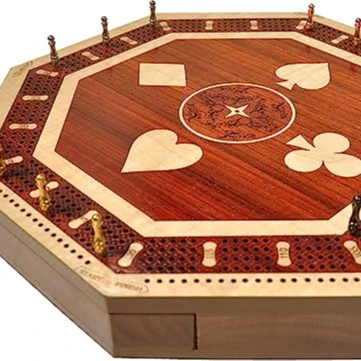 Continuous 4 Track Wooden Cribbage Board with Push Drawer, Octagon ...