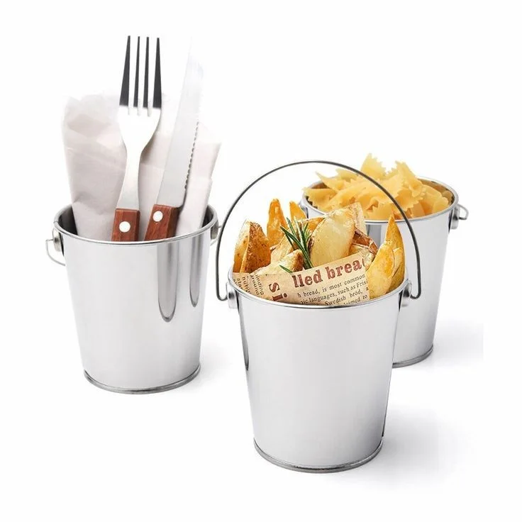 Stainless Steel Snack Bucket Multi-purpose Portable Ice Bucket With ...