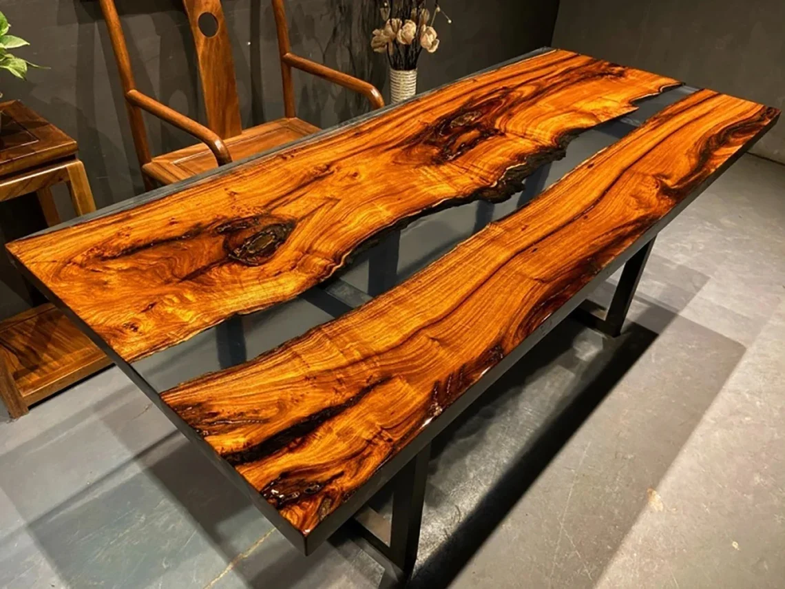 Luxury Live Edge Dining Table Epoxy Epoxy Coffee Table Resin Dining ...