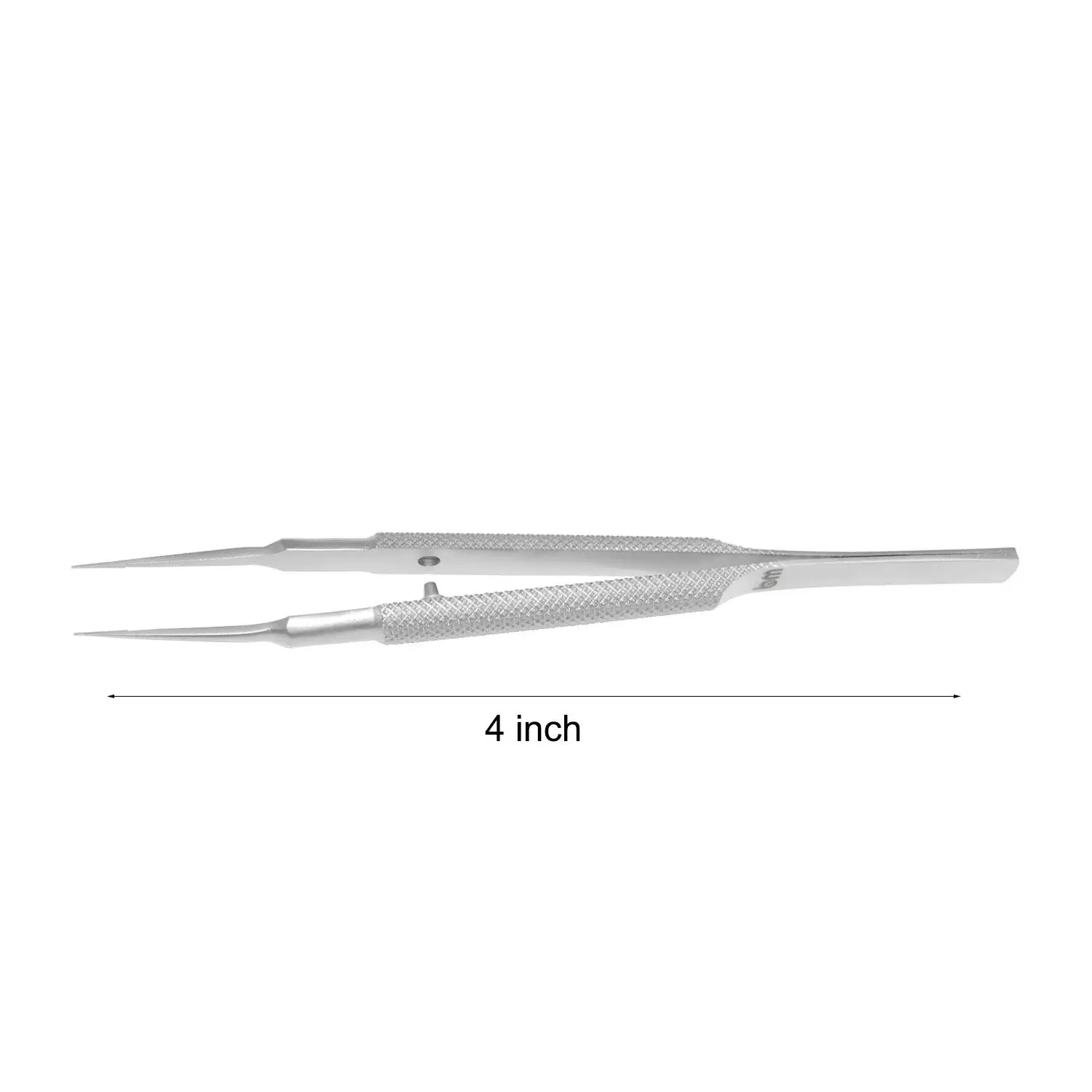 Tweezer Micro Forceps Toothless Flat Tip 4 Inch Round Handle Gray Steel ...