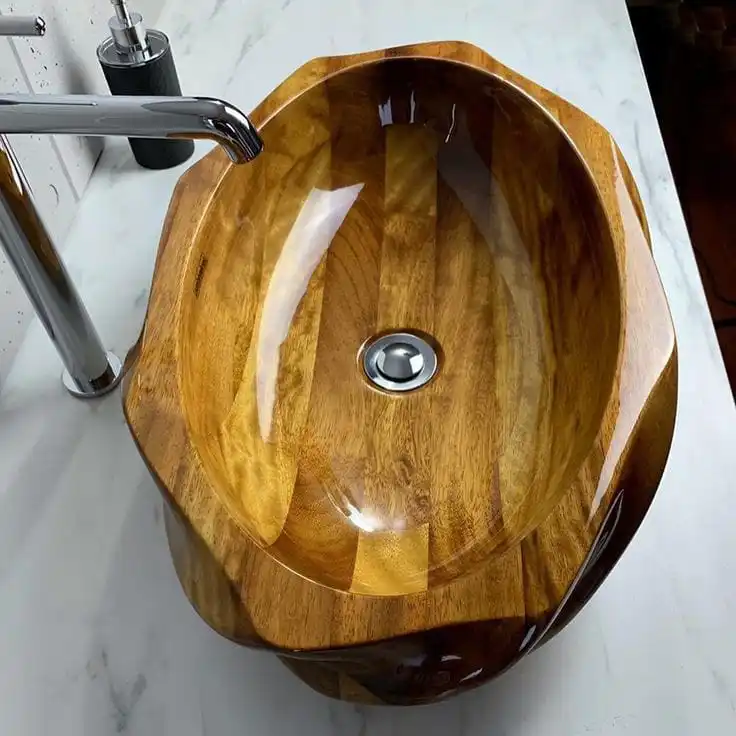 Eco-friendly Solid Wood Washbowl - Artisanal Craftsmanship