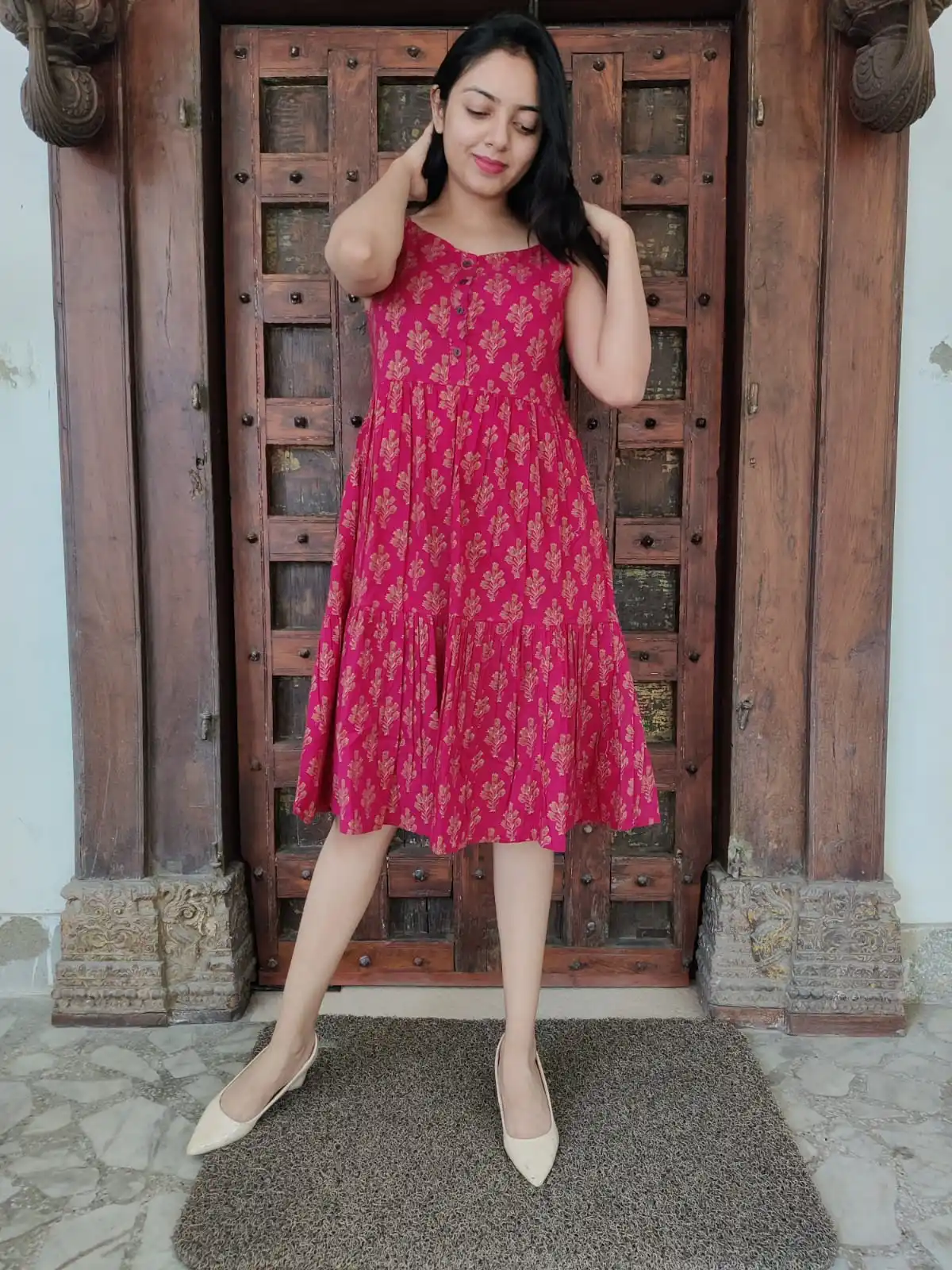 Custom Mae Cotton One Piece Dress in Knee Length in Various Floral ...