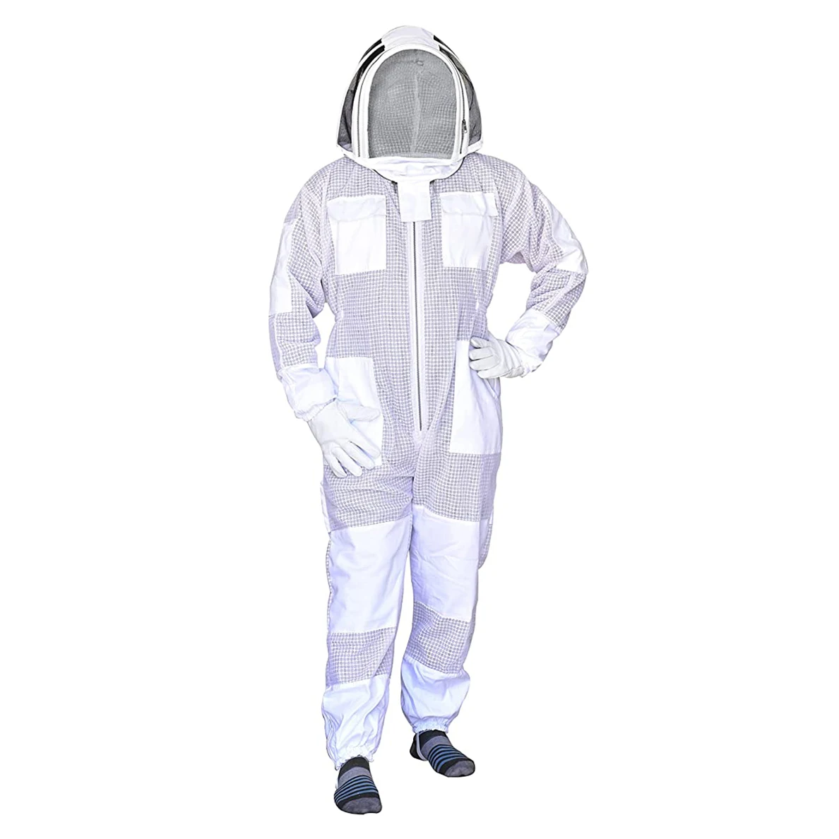 White Unisex Professional 3 Layer Bee Suit Fencing Veil Ventilated ...