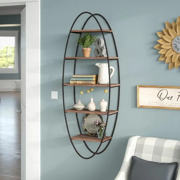 Customized Fancy Design Oval Shaped Floating Wall Shelves Wall Mounted ...
