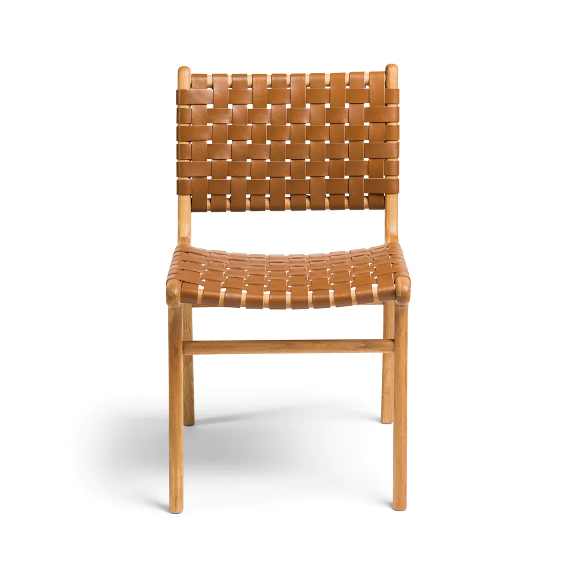 Outdoor Dining Chair Teak Wood With Woven Leather Strapping - Natasha ...