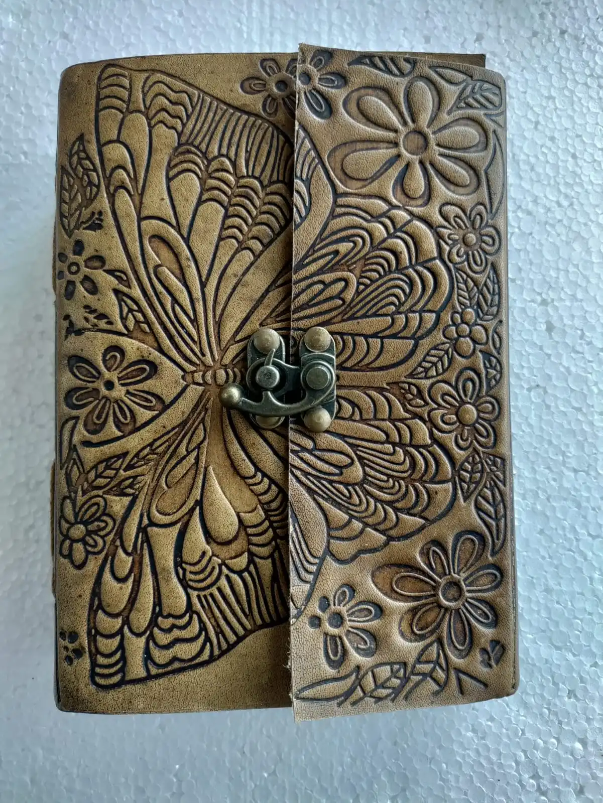 Custom Made Butterfly Embossed Leather Journals With White Handmade ...