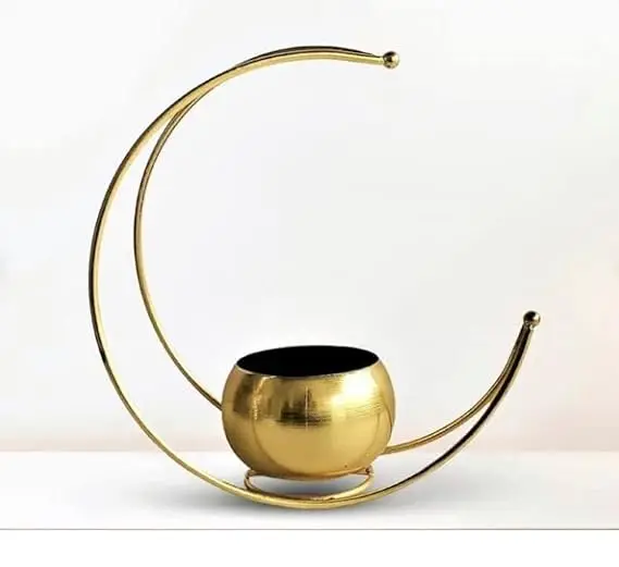 Tw Geometric Metal Half Moon Design Flower Vase For Home Decor Living ...