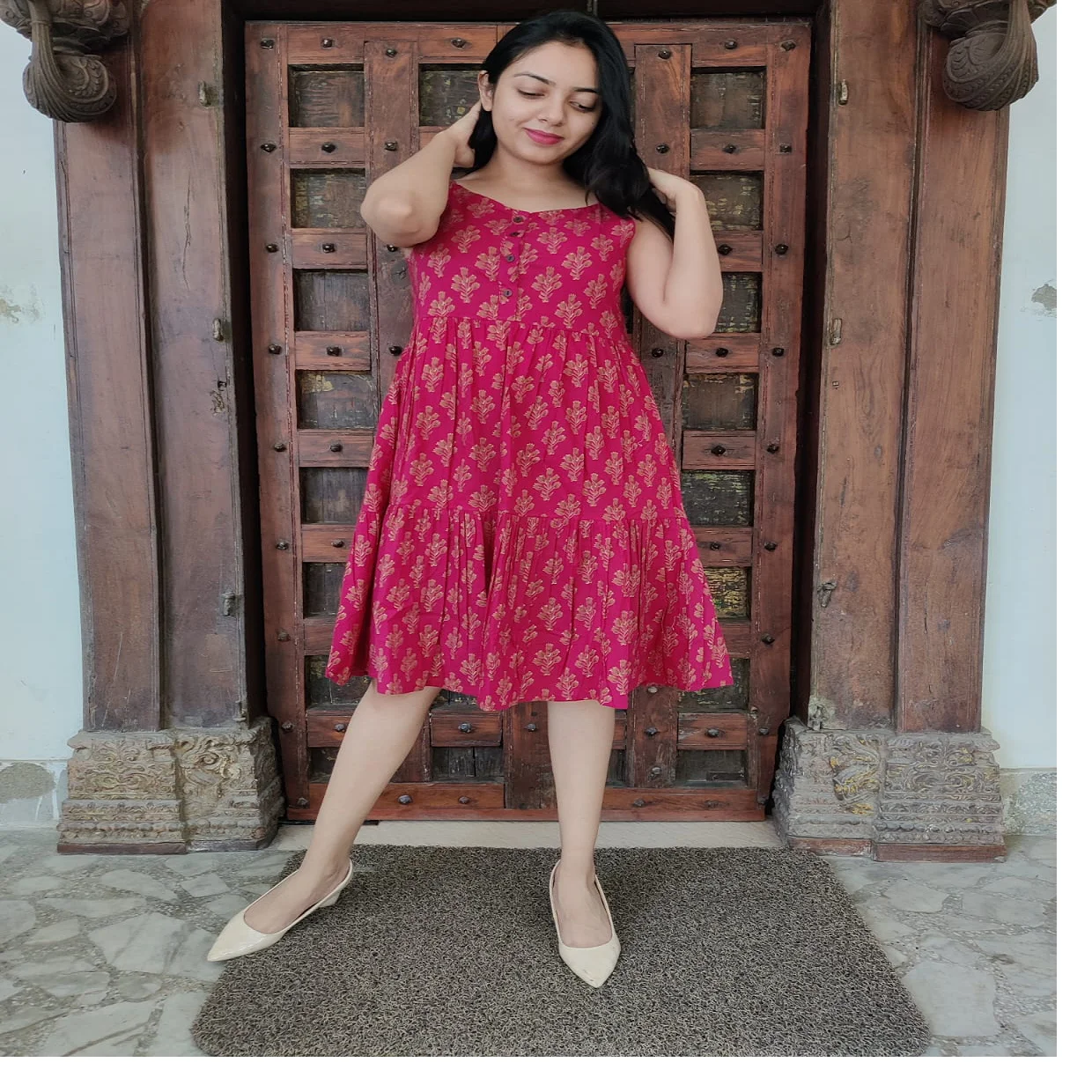 Custom Mae Cotton One Piece Dress in Knee Length in Various Floral Designs for Ladies & Girls ...