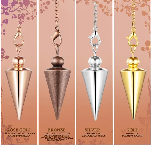 Hicarer 4 Pieces Copper Metal Dowsing Spiritual Point Pendulum Copper ...