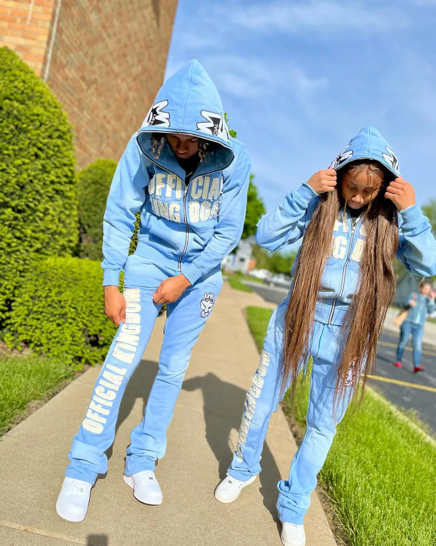 Custom Sweat Jogger Stacked Pants Set Tracksuits for Men