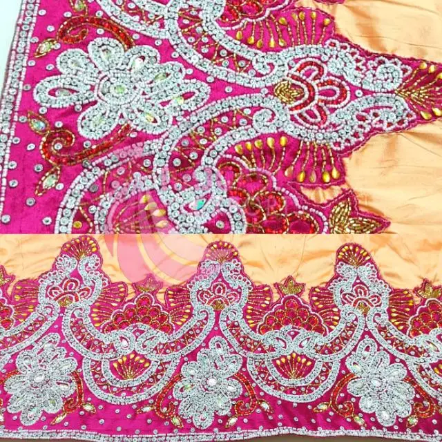 2 Meter Red George Gurgura Embroidered Fabric for Beddings