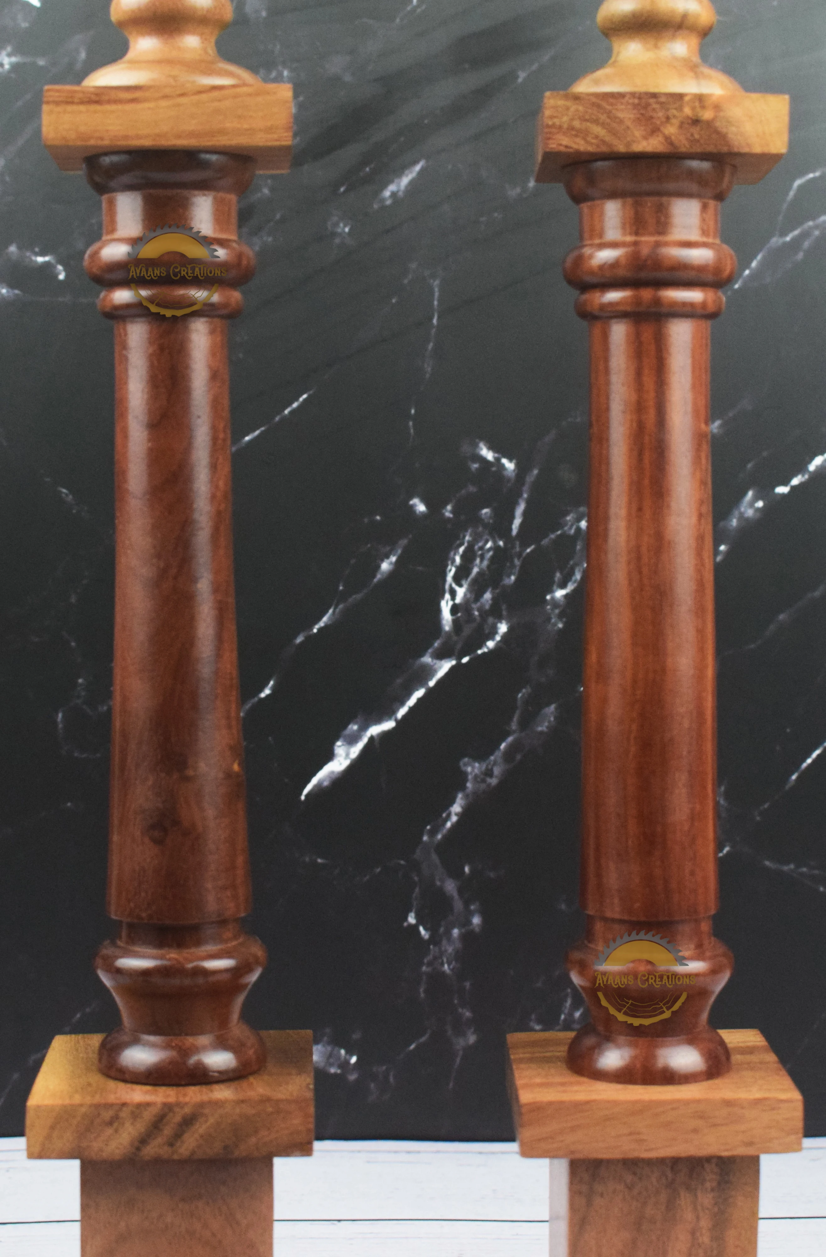 Luxury Wooden Masonic Columns with Emblems for Senior & Junior Wardens ...