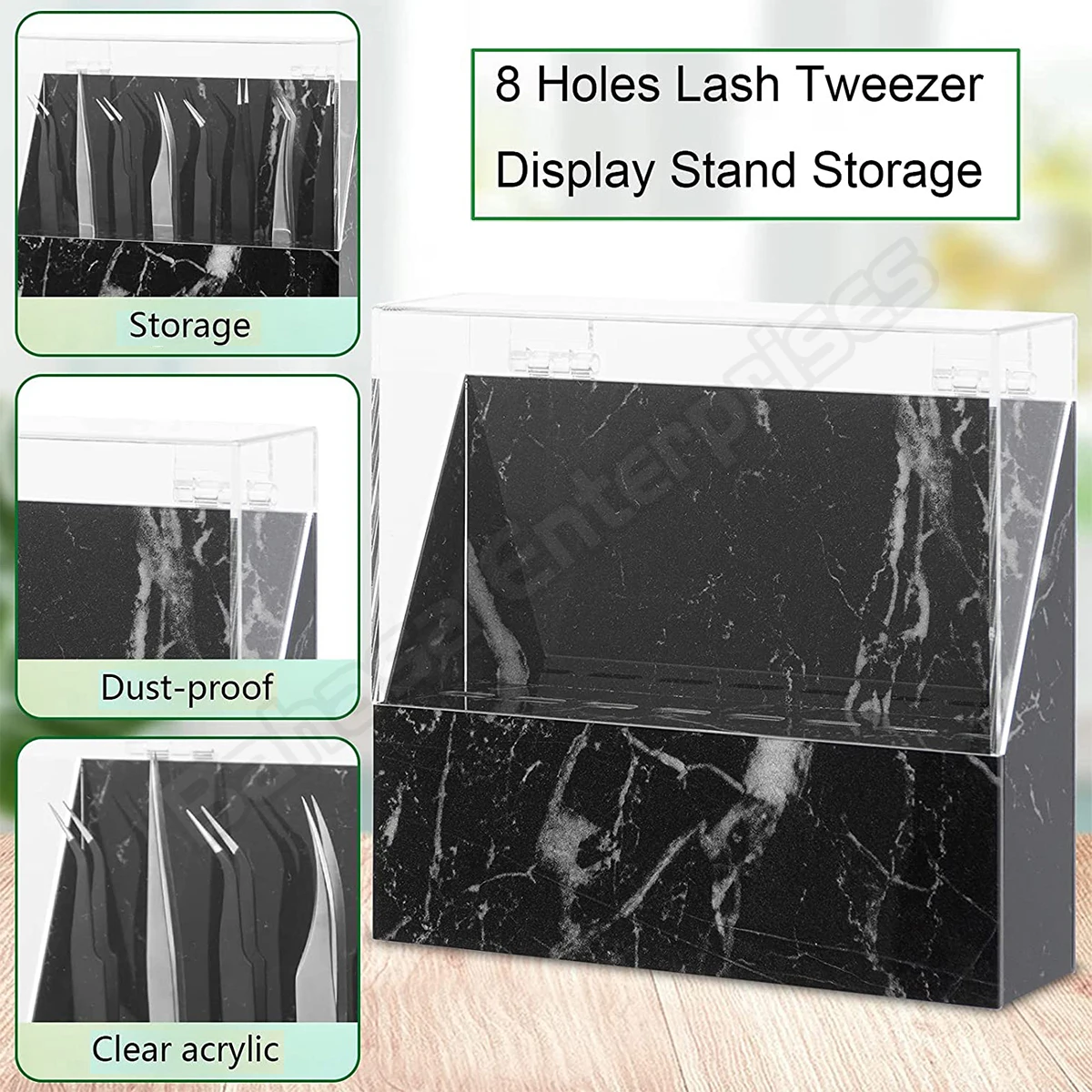 Custom Marble 8 Slots Transparent Acrylic Tweezer Stand Eyelash ...